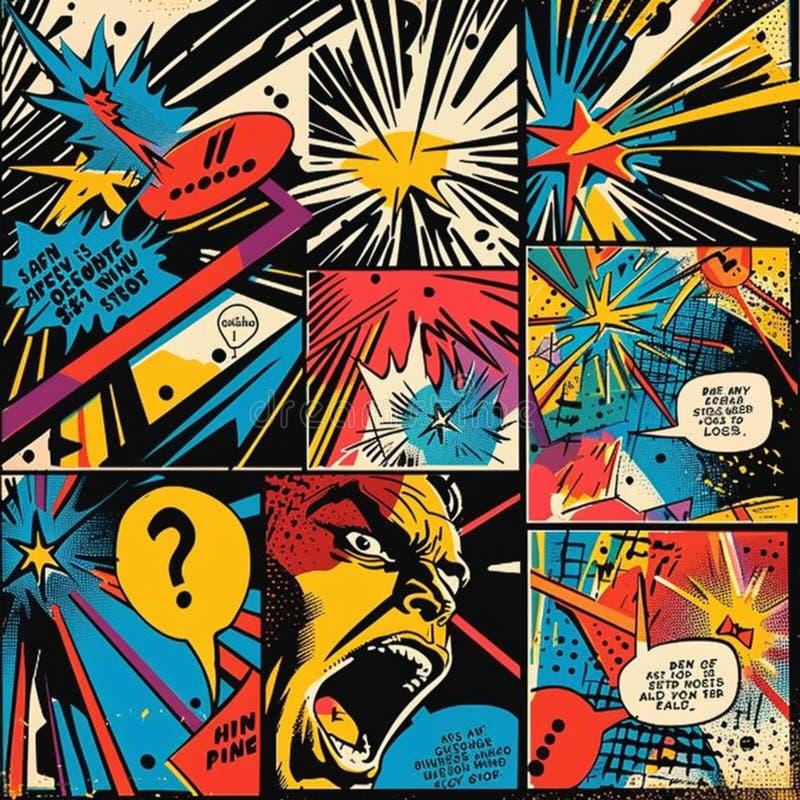 Comic Strip Style Artwork Showing Close-ups of a People S Shocked ...