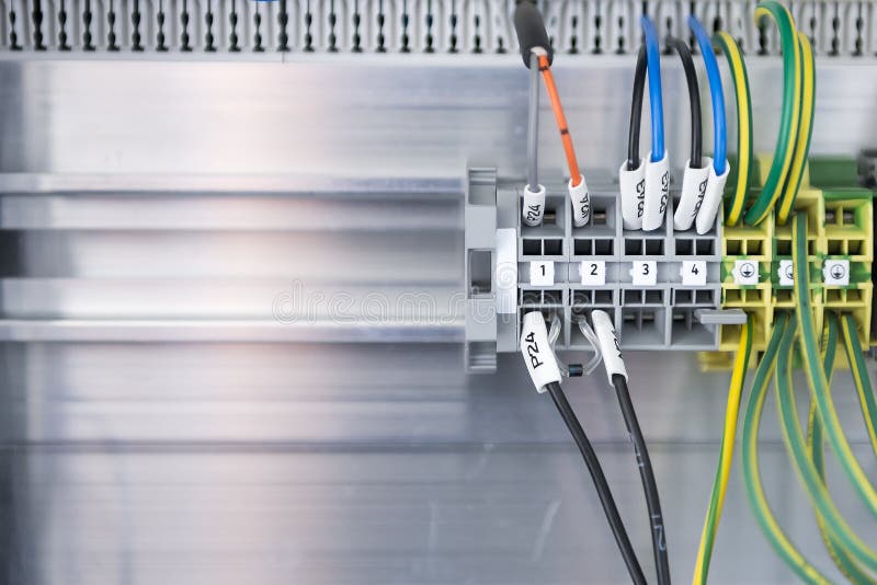 The Panel Connection of the Electric Wire. Stock Image - Image of ...