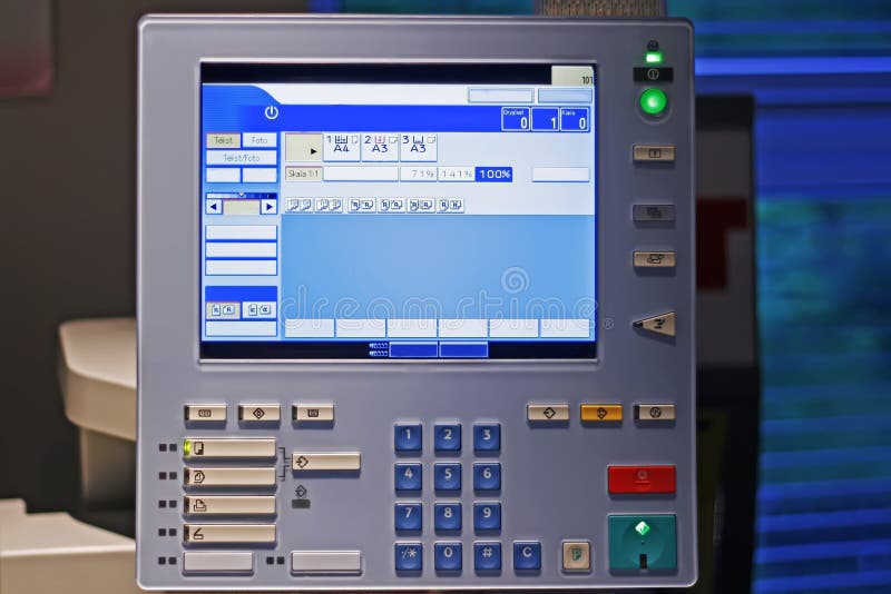 Panel De Control De La Impresora O De La Fotocopiadora Foto de archivo ...
