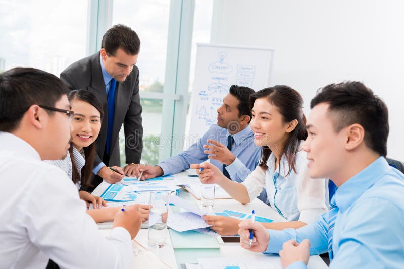 Panel discussion stock photo. Image of team, office, multiethnic - 51655494