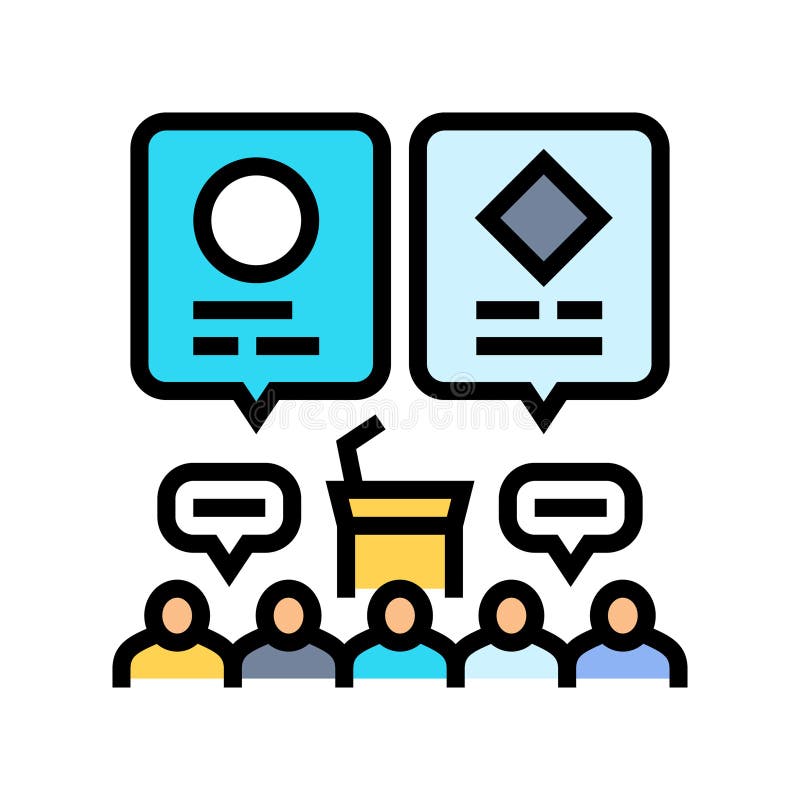 Panel Discussion Virtual Conference Color Icon Vector Illustration ...