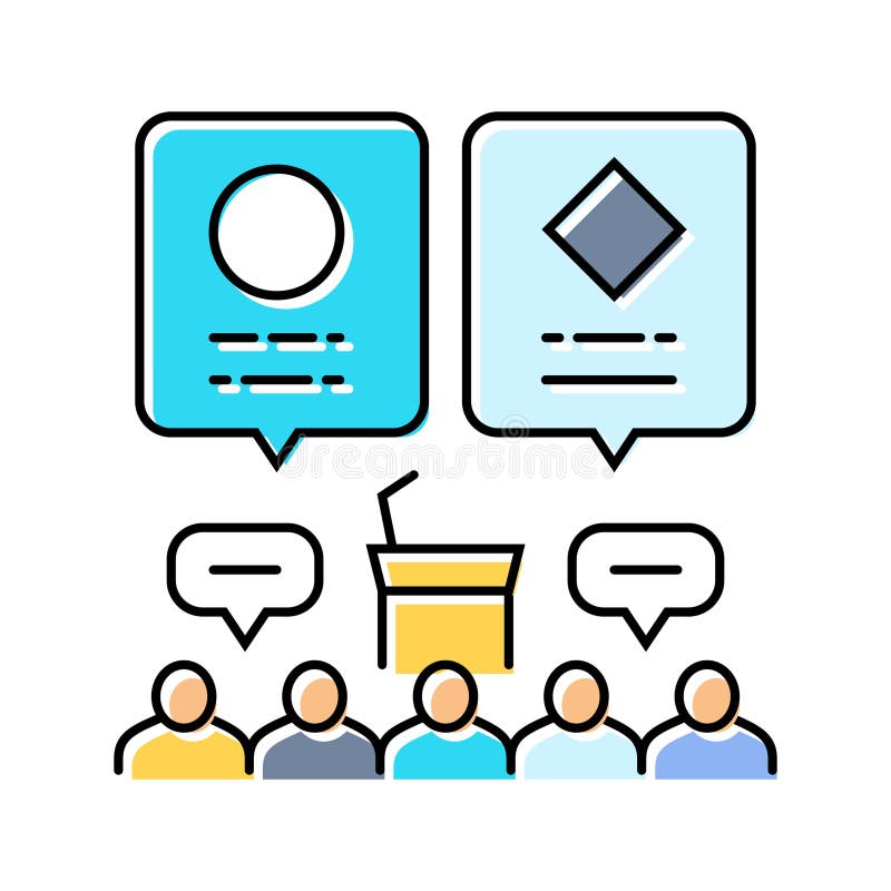 Panel Discussion Virtual Conference Color Icon Vector Illustration ...
