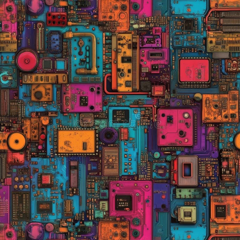 A Panel Featuring a Seamless Pattern of Computer Motherboards ...