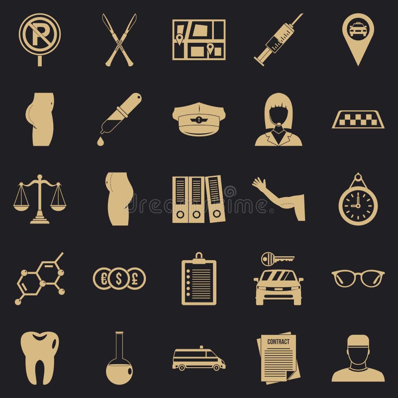 Panel Icons Set, Simple Style Stock Vector - Illustration of panel ...