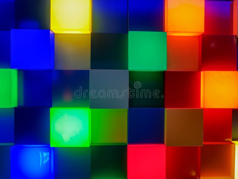 Panel of Luminous Squares in Different Colours Stock Photo - Image of ...