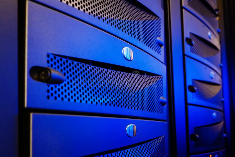 Panel Mainframe Closeup Blue Blur Server Room Stock Image - Image of ...