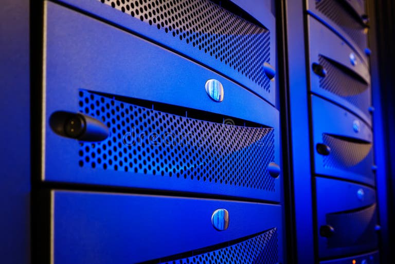 Panel Mainframe Closeup Blue Blur Server Room Stock Image - Image of ...