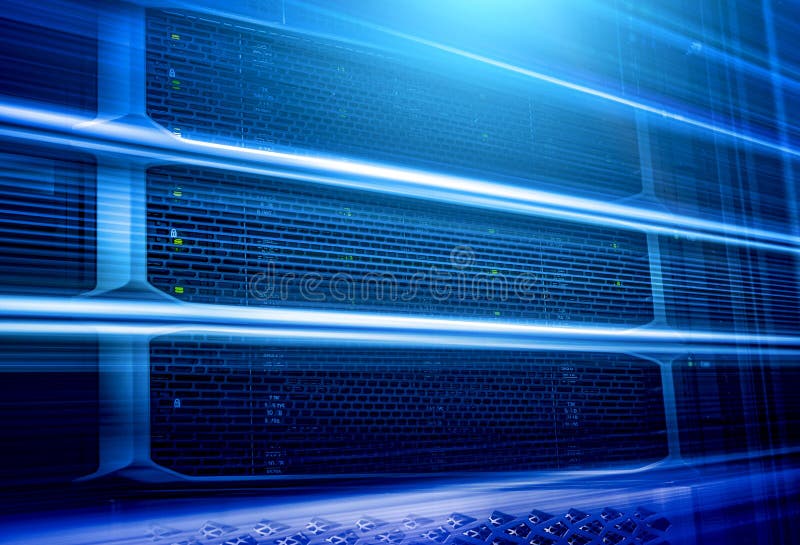 Panel Mainframe of Modern Servers in Data Center Motion Background ...