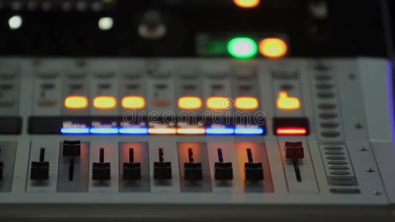 Panel with Mixer Knobs and Lighting Buttons on Sound Equipment ...