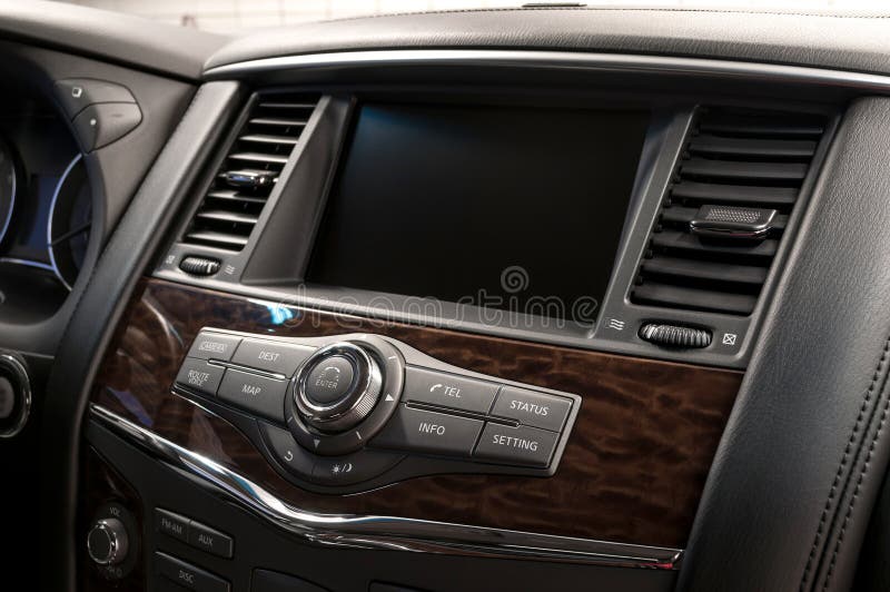 Panel of a Modern Car. Screen Multimedia System Stock Image - Image of ...