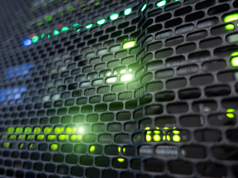 Panel Modern Servers in the Data Center. Supercomuter Telecommunication ...