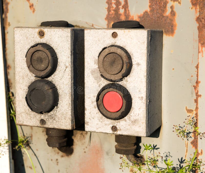Panel with Old Launch Buttons Stock Photo - Image of connect, control ...