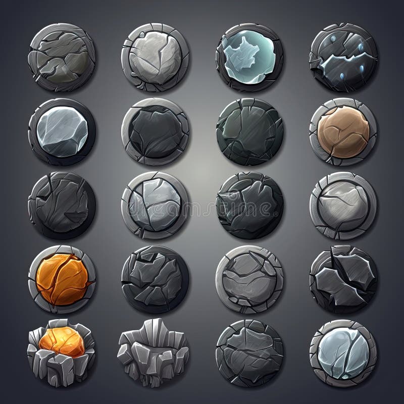 Game Rock Stone Button Ai Generated Stock Image - Image of panel, arrow ...