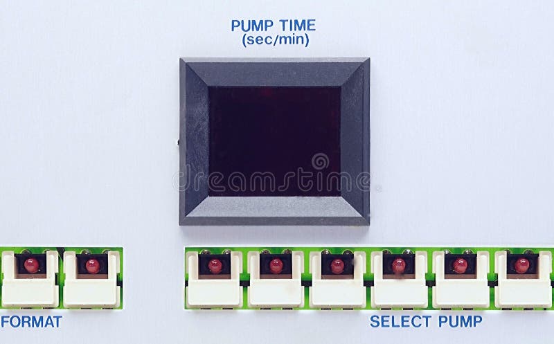 A Panel of a Selector Button with a Display Show Status of a Pump ...