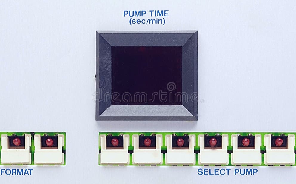 A Panel of a Selector Button with a Display Show Status of a Pump ...