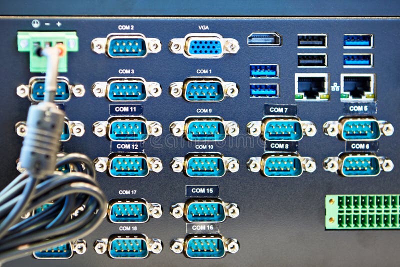 Panel with Computer Sockets Stock Image - Image of technology, plug ...