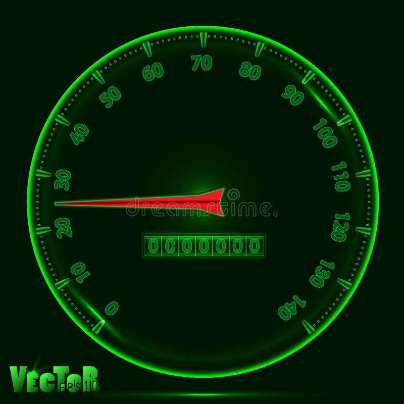 Panel Speedometer with Glowing Effect Stock Illustration - Illustration ...