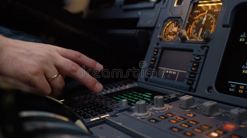 Panel of Switches on an Aircraft Flight Deck. Autopilot Control Element ...