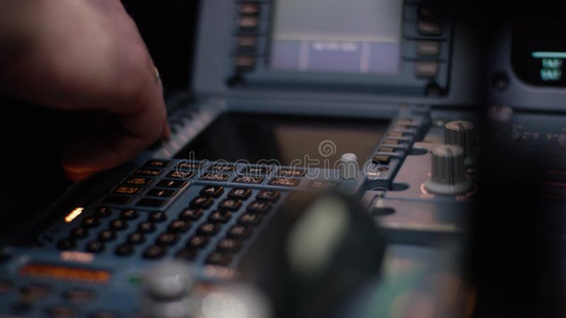 Panel of Switches on an Aircraft Flight Deck. Autopilot Control Element ...