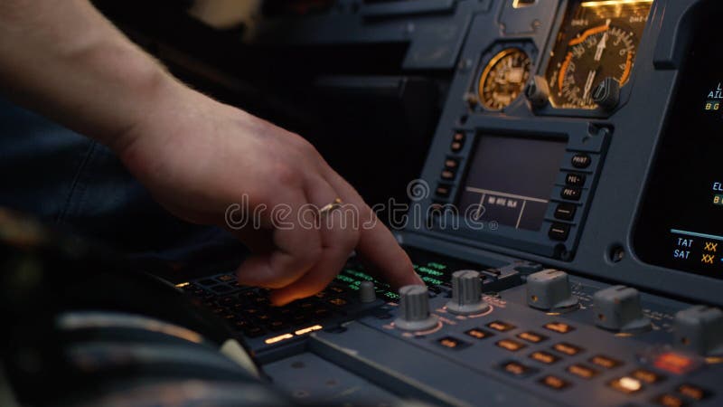 Panel of Switches on an Aircraft Flight Deck. Autopilot Control Element ...