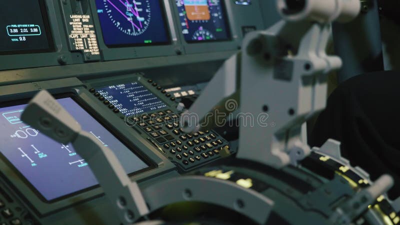 Panel of Switches on an Aircraft Flight Deck. Pilot Controls the ...
