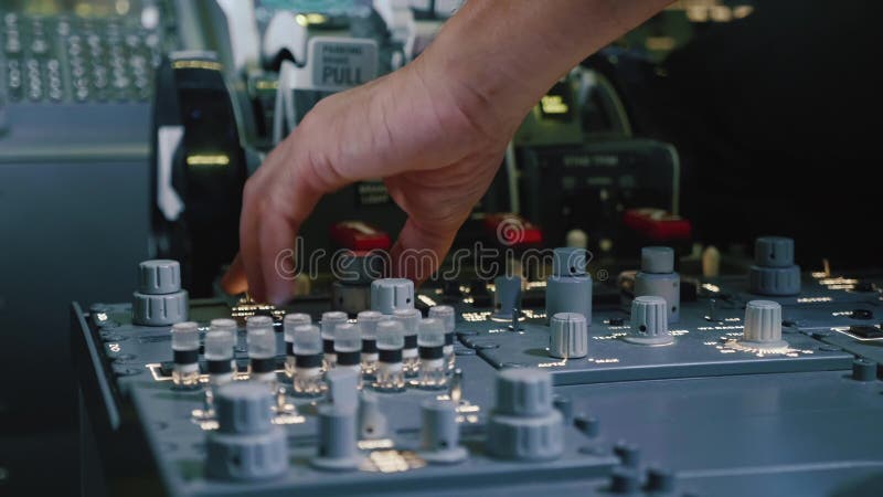 Panel of Switches on an Aircraft Flight Deck. Pilot Controls the ...