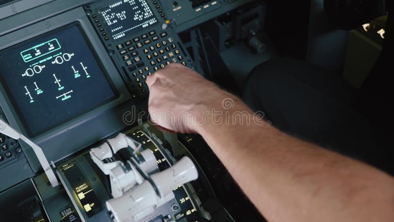 Panel of Switches on an Aircraft Flight Deck. Pilot Controls the ...