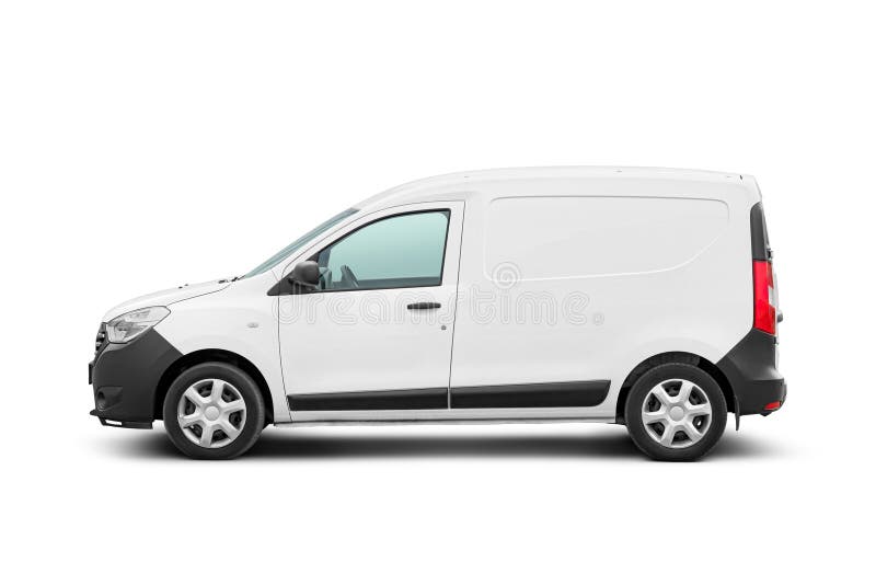 Modern Blank Panel Van Side View Empty Delivery Vehicle Isolated White ...