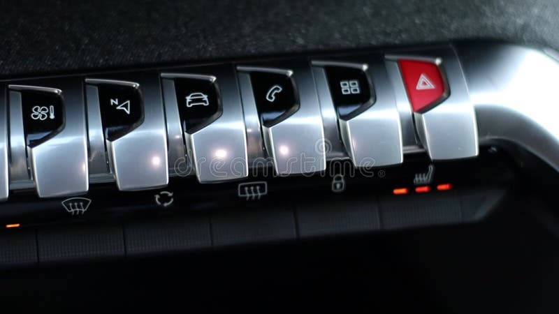 The Panel of Various Buttons Made of Aluminum in a Modern Car ...
