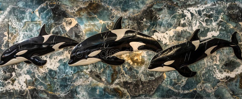 Panel Wall Art, Marble Background with Orca Designs , Wall Decor Stock ...