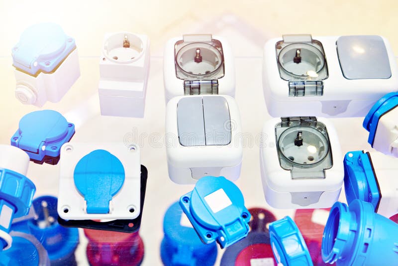 Panel and Wall Mount Sockets Outlets Stock Image - Image of connected ...