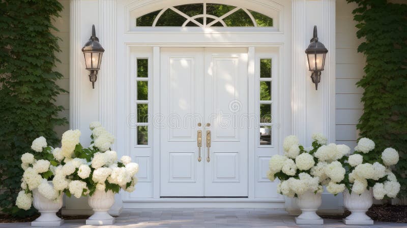 Panel white front door stock illustration. Illustration of exterior ...