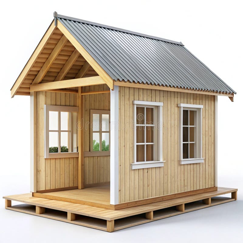 Panelized Home Isolated on White Background Stock Illustration ...