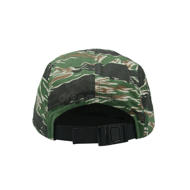 5 Panels Camo Jockey Camper Cap Back View Stock Image - Image of ...