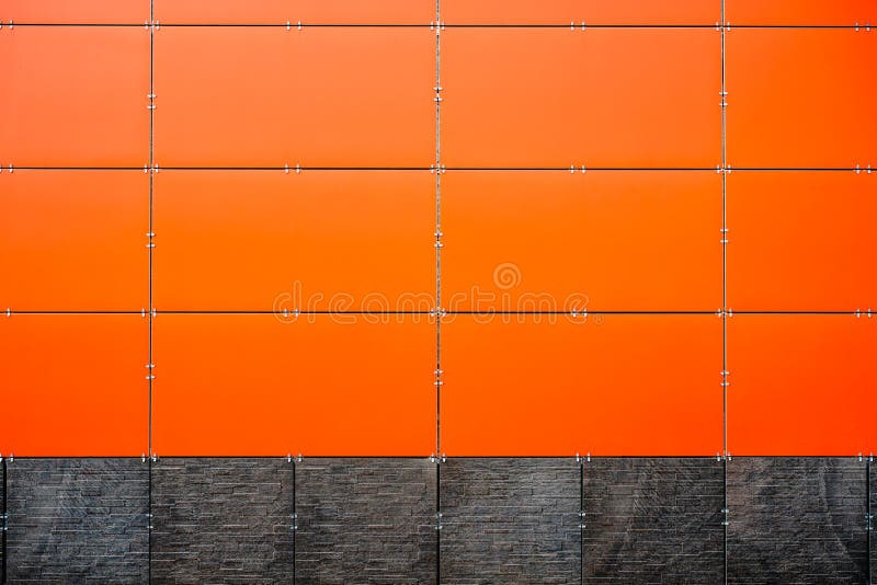 Panels Facing Modern Buildings of Red, Orange and Gray. Geometry and ...