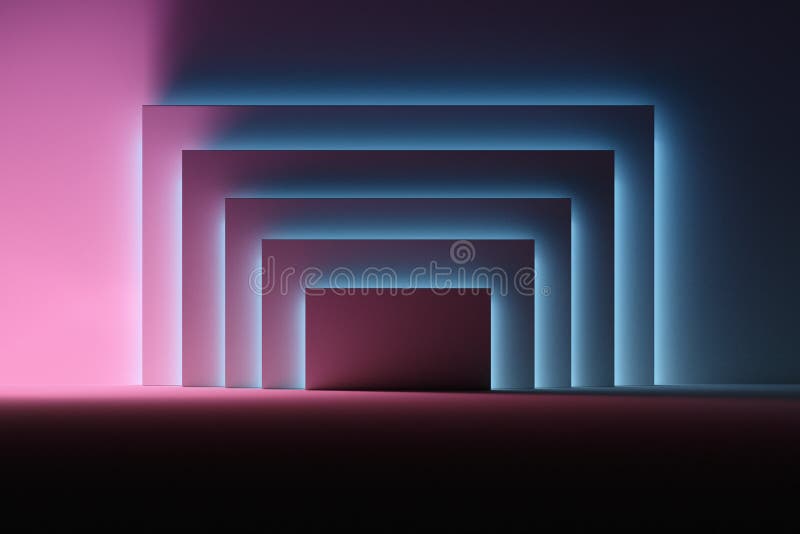 Panels Illuminated with Neon Light Stock Illustration - Illustration of ...