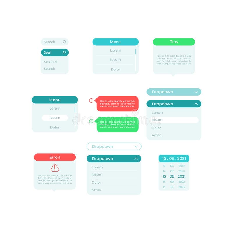 Panels UI elements kit stock vector. Illustration of notification ...