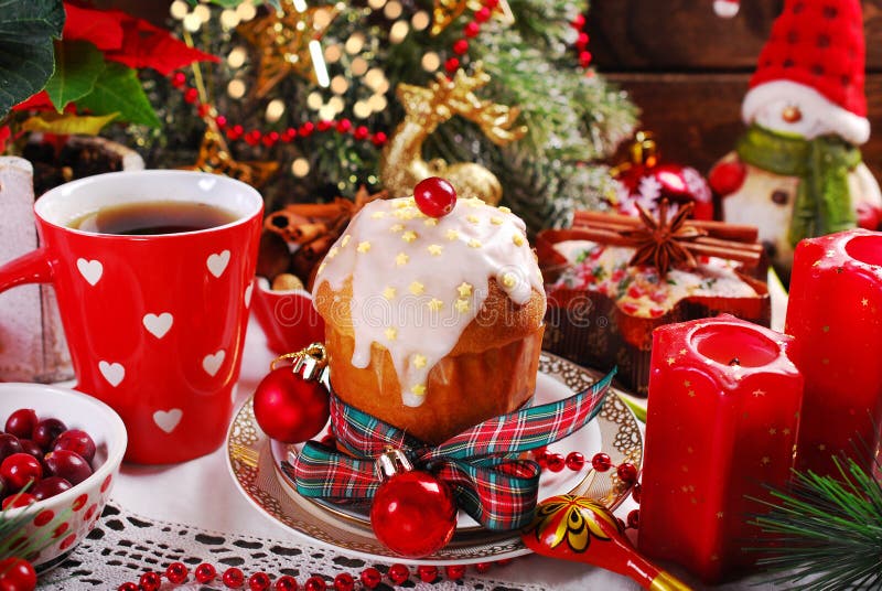 Panettone Cake for Christmas Stock Image - Image of christmas, frosting ...