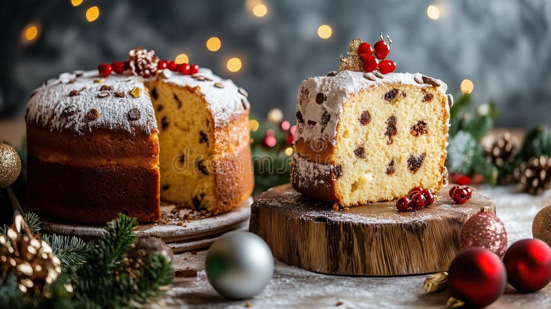 Panettone and Christmas Cake Stock Photo - Image of raisin, recipe ...