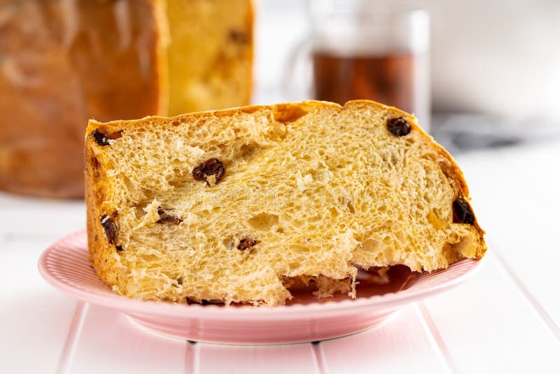 Panettone Christmas Cake. Italian Sweet Bread on White Kitchen Table ...