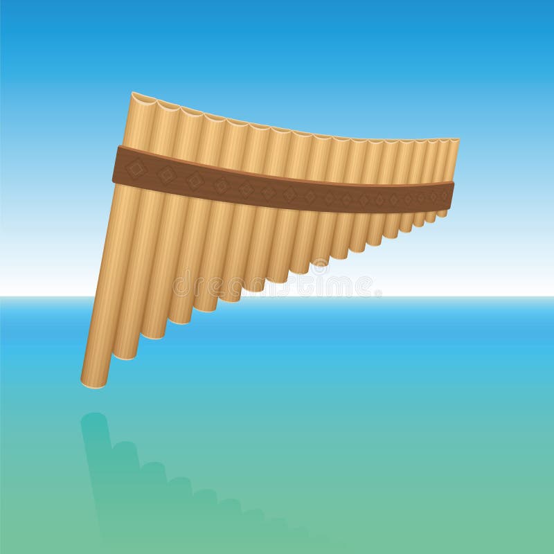 Panflute Floating Above Ocean Water Tranquility Music Stock Vector ...