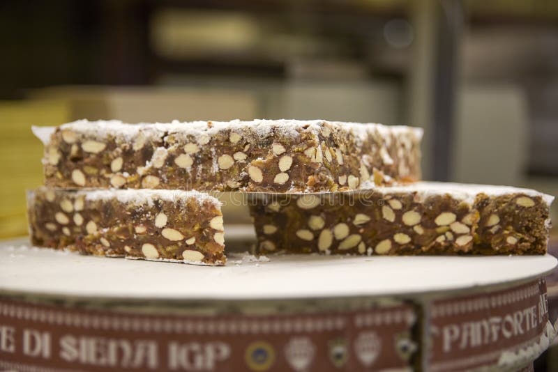 Panforte. Typical Siena Cake Prepared with Almonds and Candied Fruit ...
