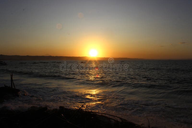 Sunset on Pangandaran Beach West Java Indonesia Stock Photo - Image of ...