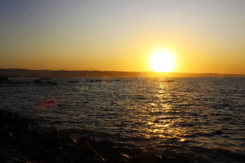 Sunset on Pangandaran Beach West Java Indonesia Stock Image - Image of ...