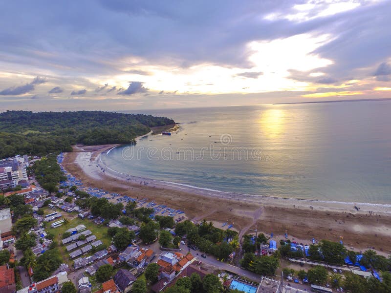 Pangandaran sunset view stock image. Image of club, asia - 117588619