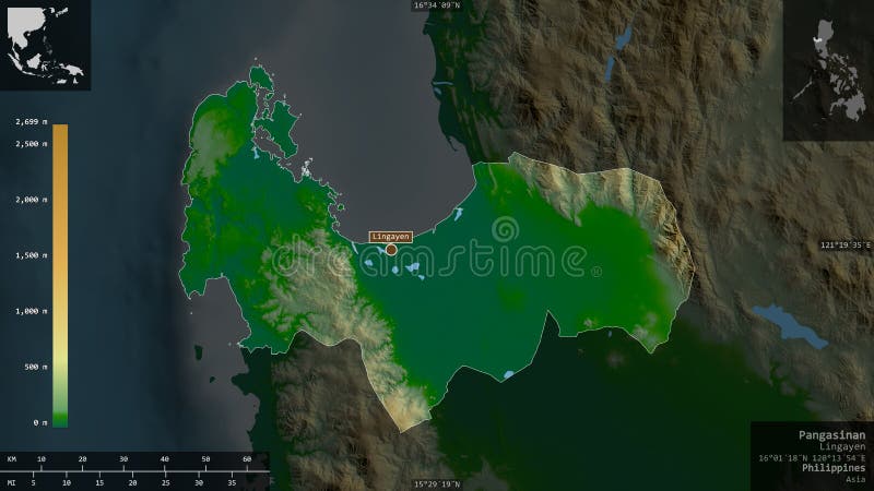 Pangasinan, Philippines - Outlined. Relief Stock Illustration ...