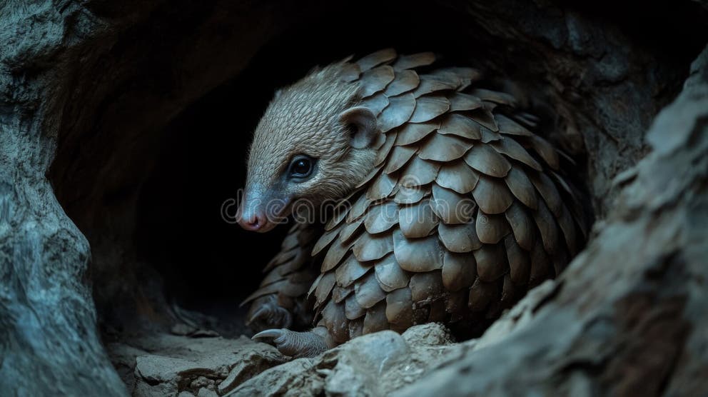 Pangolin in Dark Cave Burrow Stock Illustration - Illustration of ...
