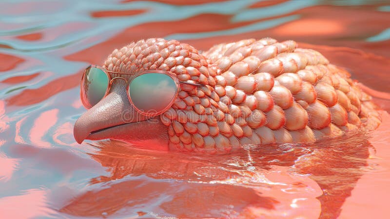 Pangolin in Papaya Float, Sharp Sunglasses, Texture Pop . Stock ...