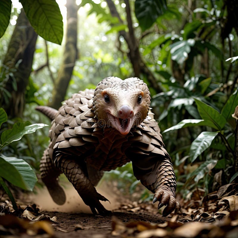 Pangolin Running through Jungle. Stock Illustration - Illustration of ...