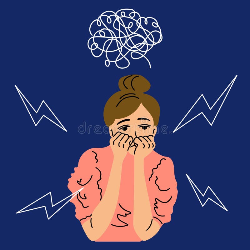 Panic Attack Concept. Depressed Girl with Nervous Problems Has Feels ...